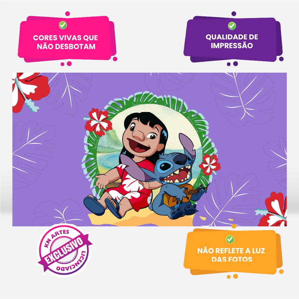 Painel de Festas Retangular Disney Lilo & Stitch Licenciado