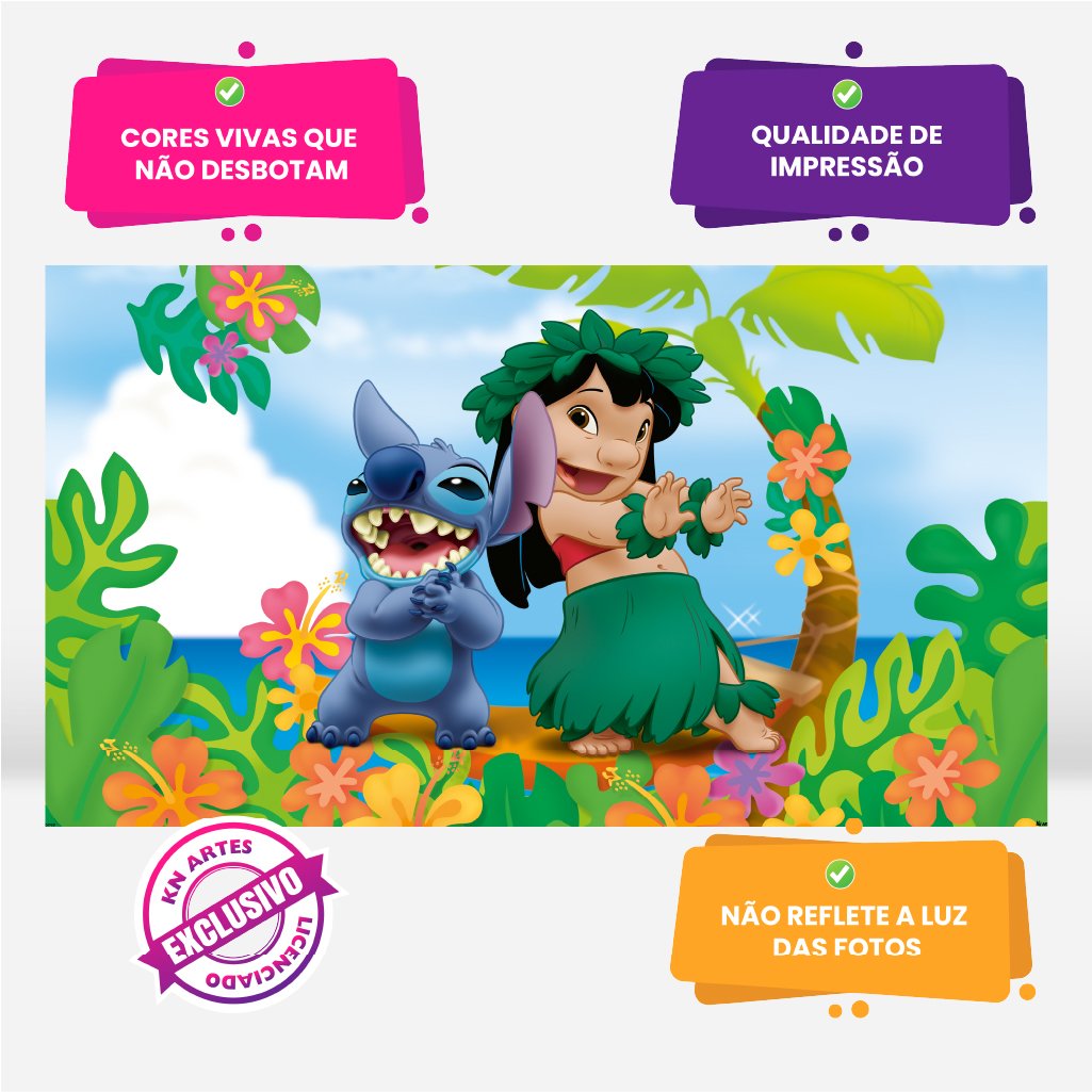 Painel de Festas Retangular Disney Lilo & Stitch Licenciado