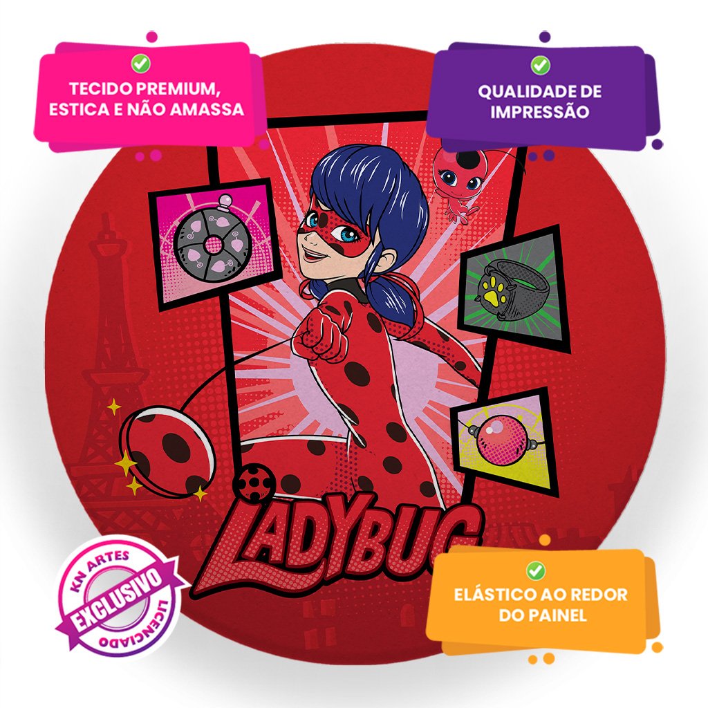 Painel de Festas Redondo Miraculous Ladybug Licenciado