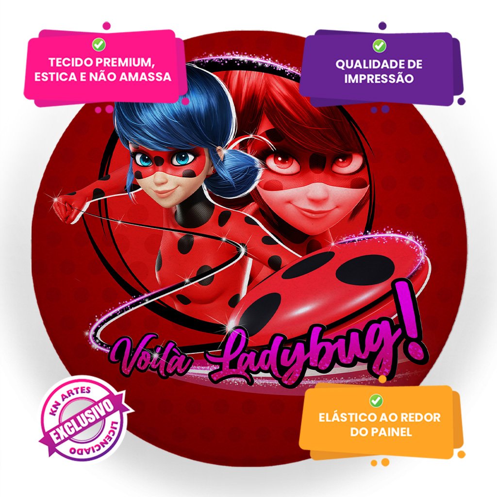 Painel de Festas Redondo Miraculous Ladybug Licenciado
